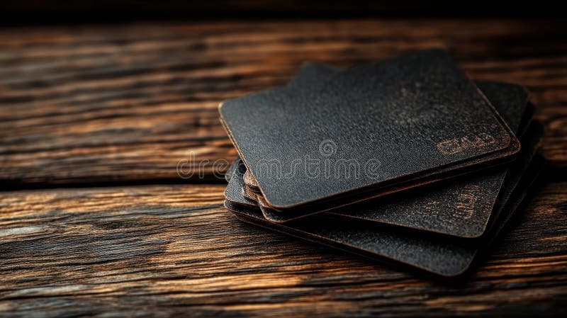 A Stack of Black Cards Neatly Arranged on a Table Creating a Bold and ...