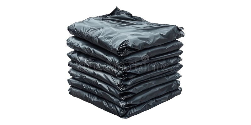 Stack of Black Garbage Bags Isolated on Transparent Background Stock ...