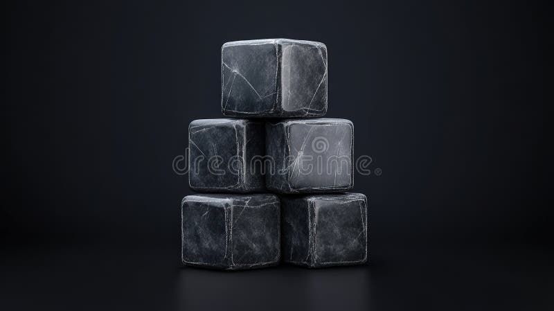 Stack of Black Ice Cubes on a Dark Background Stock Illustration ...