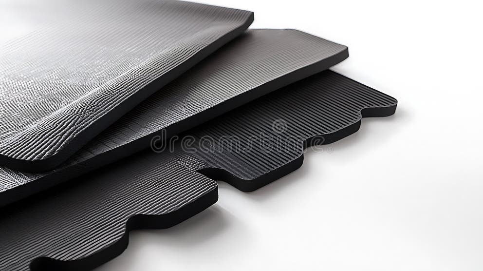 A Stack of Black Mats with a White Background Stock Photo - Image of ...