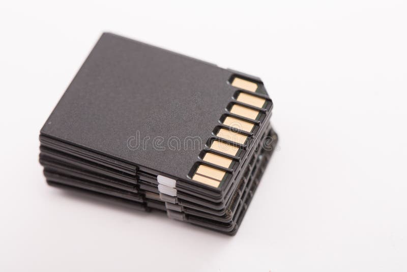 Stack Black Memory SD Card Isolated Stock Photo - Image of small ...
