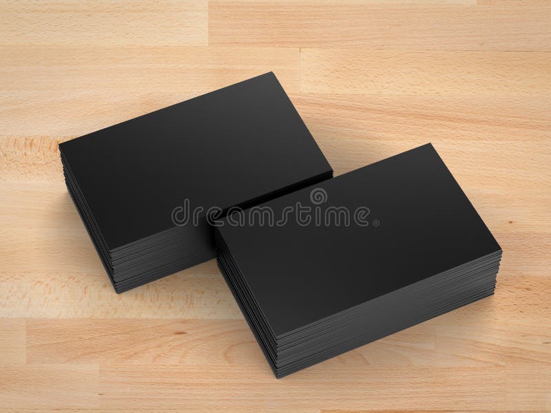Stack of black name cards stock illustration. Illustration of wooden ...