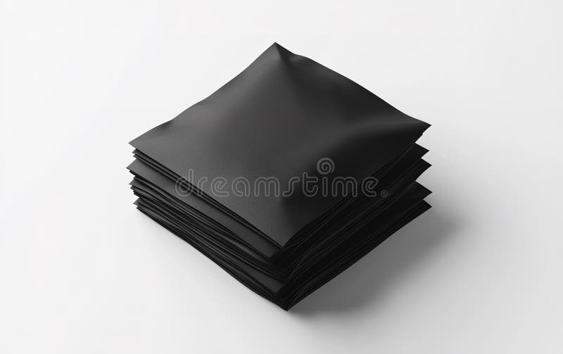 Stack of Black Paper Sheets Arranged Neatly on a White Surface ...