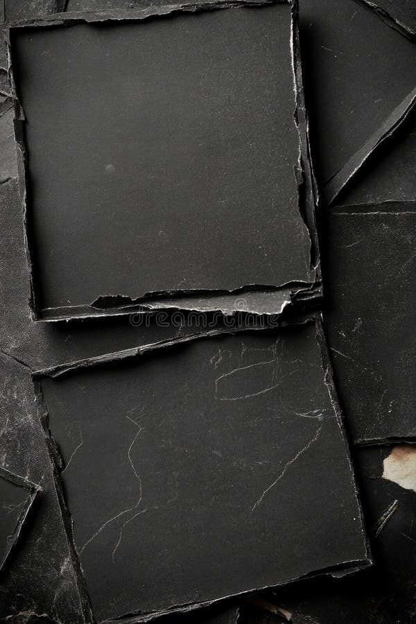 A Stack of Black Papers or Documents on a Table Surface Stock Photo ...