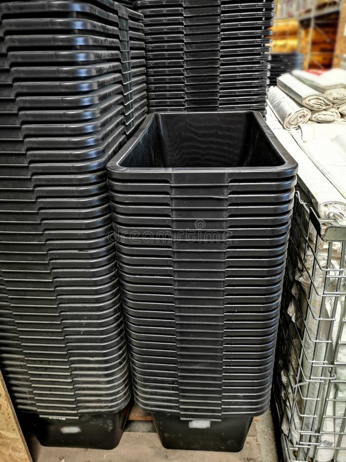 A Stack of Black Plastic Buckets. Stock Image - Image of collection ...