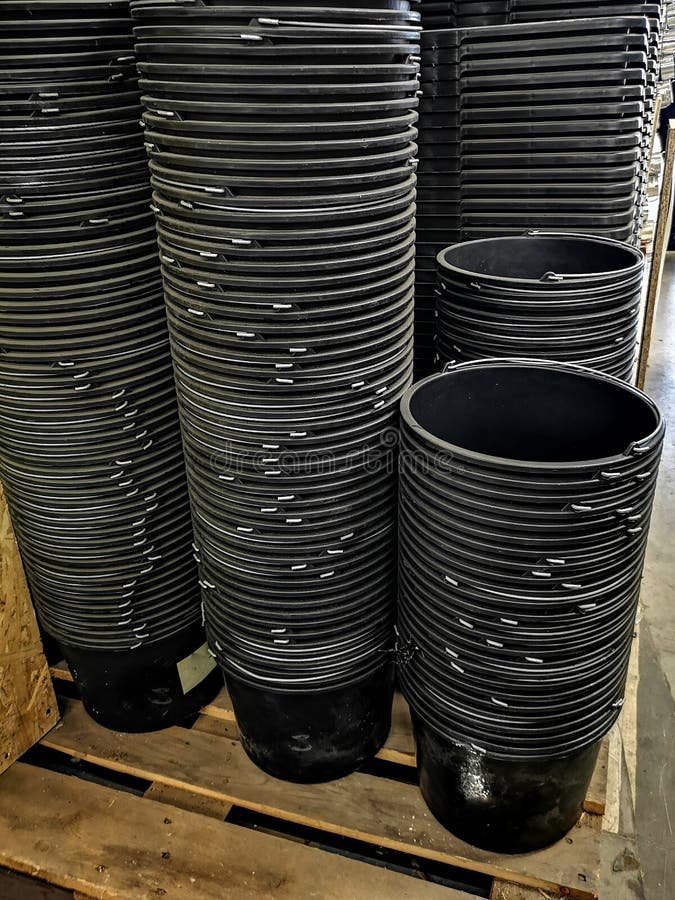 A Stack of Black Plastic Buckets. Stock Image - Image of biodegradable ...