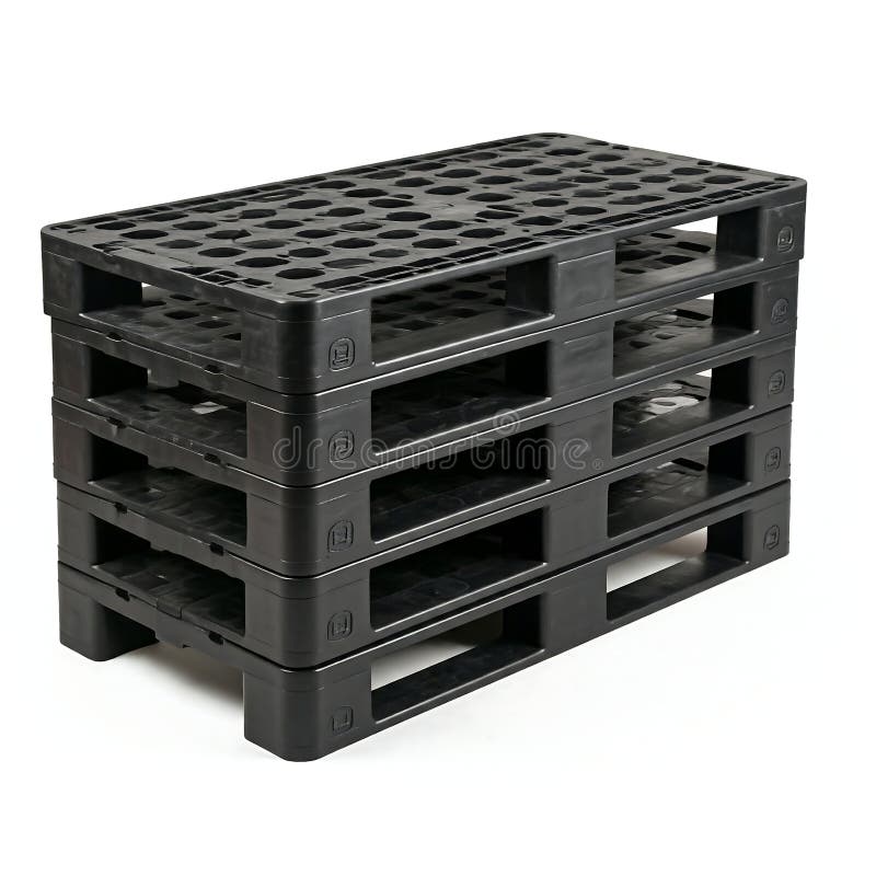 Stack of Black Plastic Pallets Isolated on White Backgroundt Stock ...