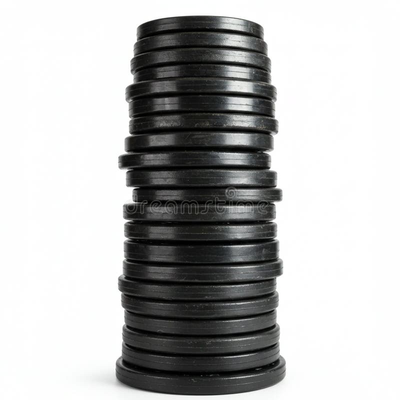 Stack of Black Plastic or Rubber Rings Arranged Vertically. the Rings ...