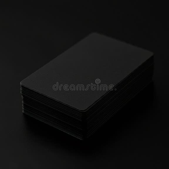 A Stack of Black, Rectangular Cards with Rounded Corners on a Dark ...