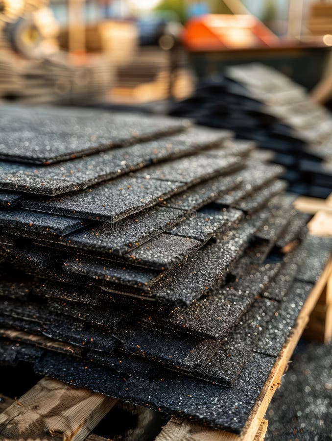 Stack of Black Roofing Shingles on Wooden Pallets Stock Photo - Image ...