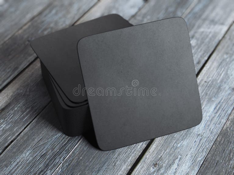 Stack of Black Square Beer Coasters. 3d Rendering Stock Image - Image ...