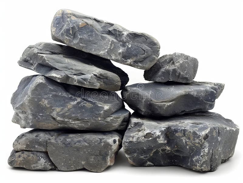 Stack of Black Stones Against White Background, Stack of Black Stones ...