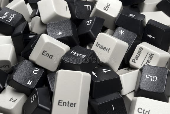 Stack of Black and White Computer Keyboard Keys Stock Photo - Image of ...