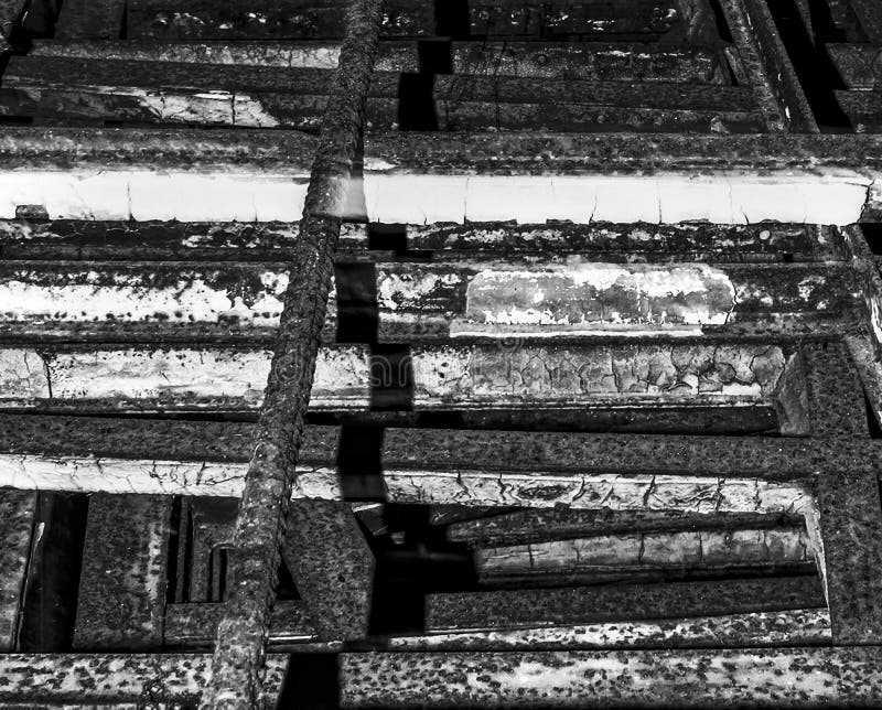 Stack of Black and White Iron and Old Rusted Rebar Stock Image - Image ...