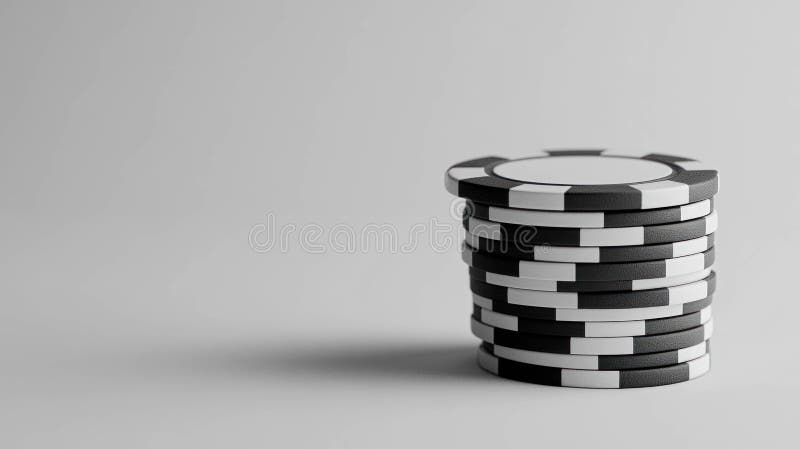 Stack of Black and White Poker Chips on White Background Stock ...