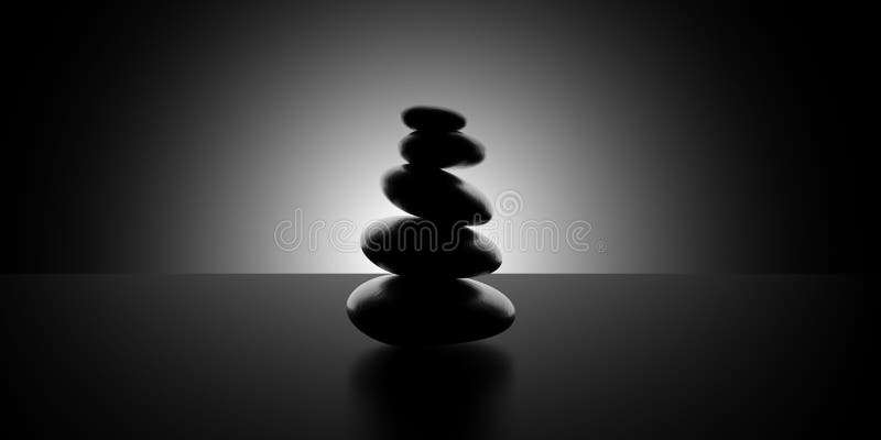 Stack of Black Zen Pebbles or Stones on Black Wall Background Backlit ...