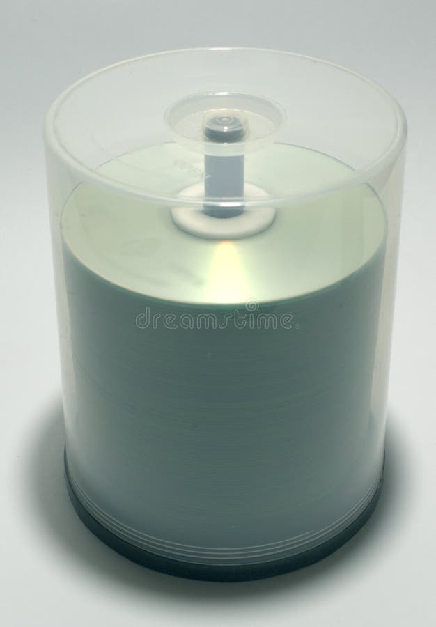 Stack of Blank Discs in a Storage Case on Spindle Stock Image - Image ...