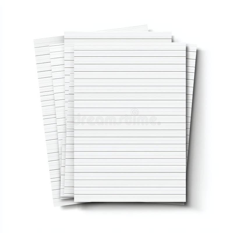 Stack of Blank Lined Paper Sheets Isolated on White Background Stock ...