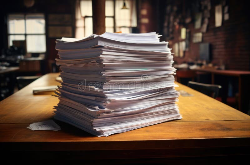 Stack of Blank Paper with Binder Clips on Wooden Table Indoors Stock ...