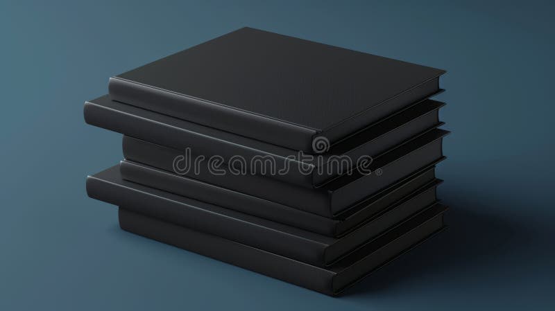 A Stack of Blank Paper Books with a Black Cover. Modern Realistic Mock ...