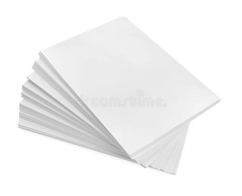 Stack of Blank Paper Sheets on Wooden Table. Brochure Design Stock ...
