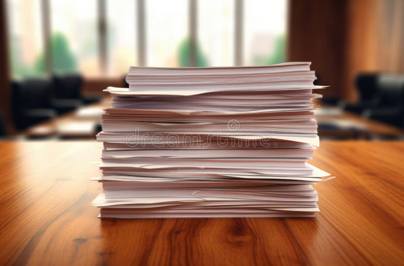 Document Pile on Office Desk, Stack of Business Paper on the Table with ...