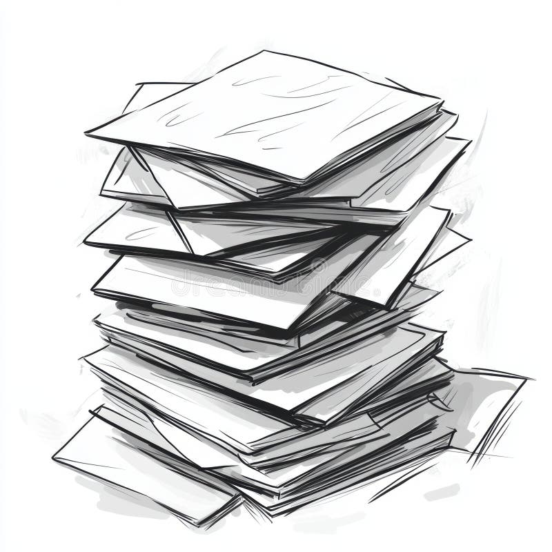 Stack of Blank Papers Drawn in a Simplistic Sketchy Style Stock ...
