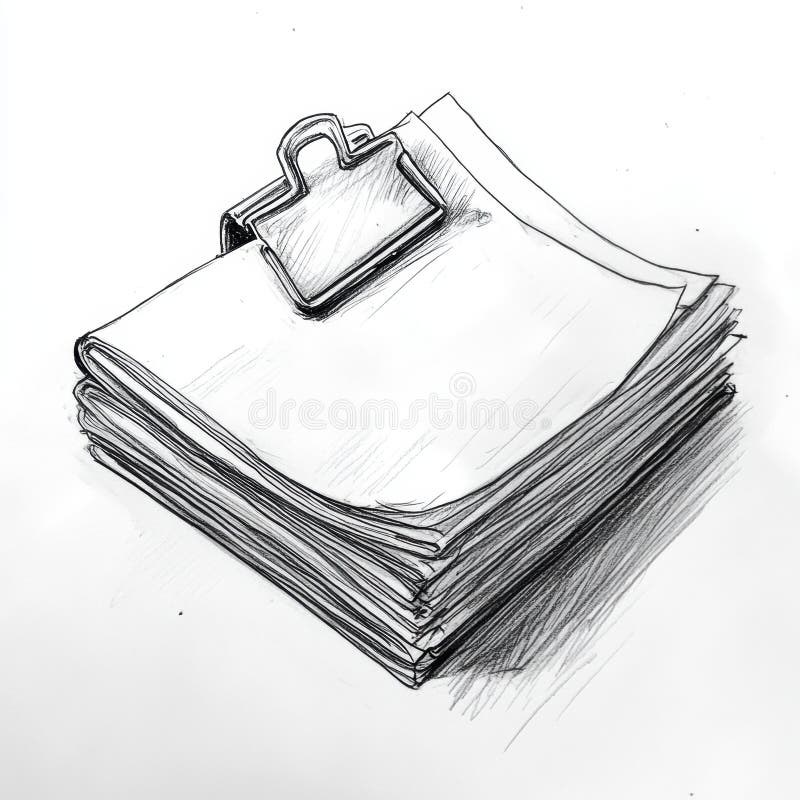 Stack of Blank Papers Secured with a Large Paper Clip Stock ...