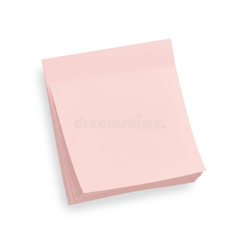 Stack of Blank Pink Sticky Notes on White Background Stock Illustration ...