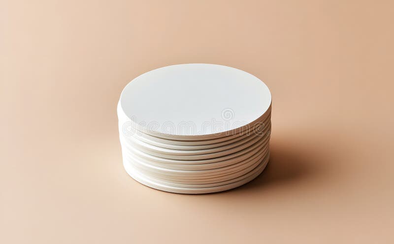 Stack of Blank Round Coasters on Beige Background Minimalist Design ...