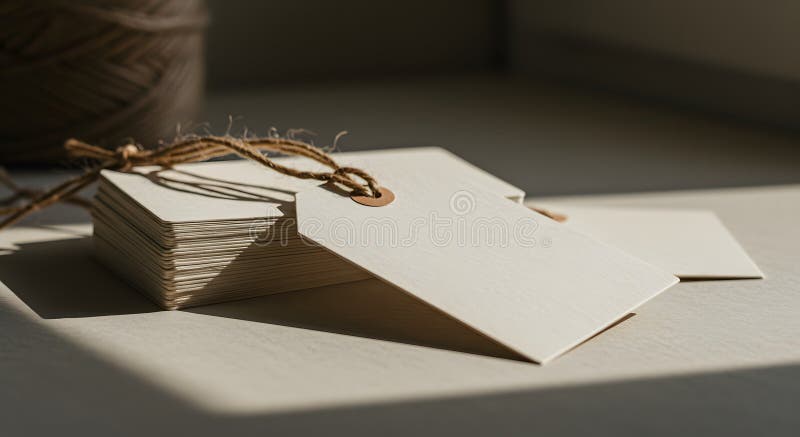 Stack of Blank Tags with Twine and Ball of String, Ai Generated Stock ...