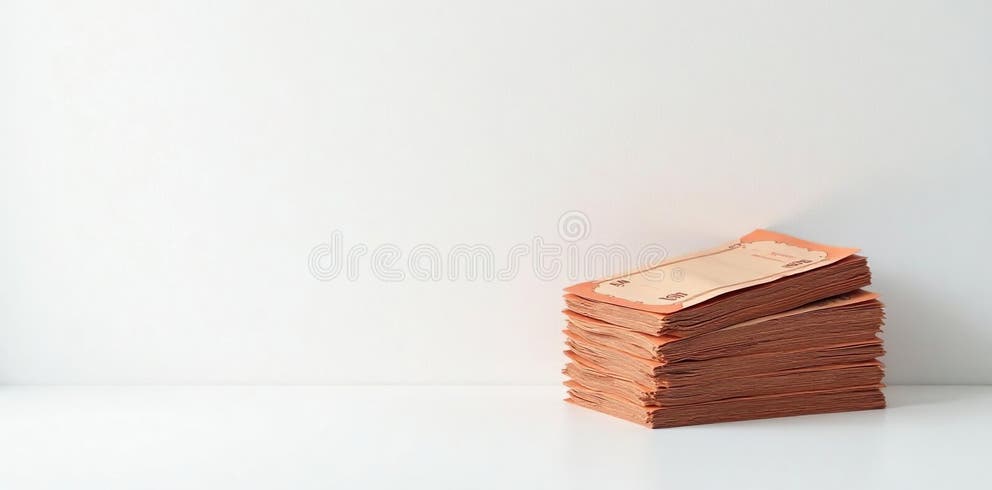 A Stack of Blank Tickets Against a White Wall Solitude Stack Stock ...