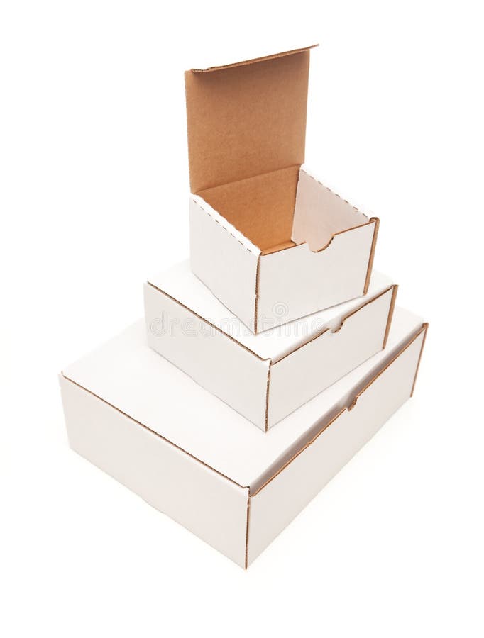Stack of Blank White Cardboard Boxes, Top Opened Stock Photo - Image of ...