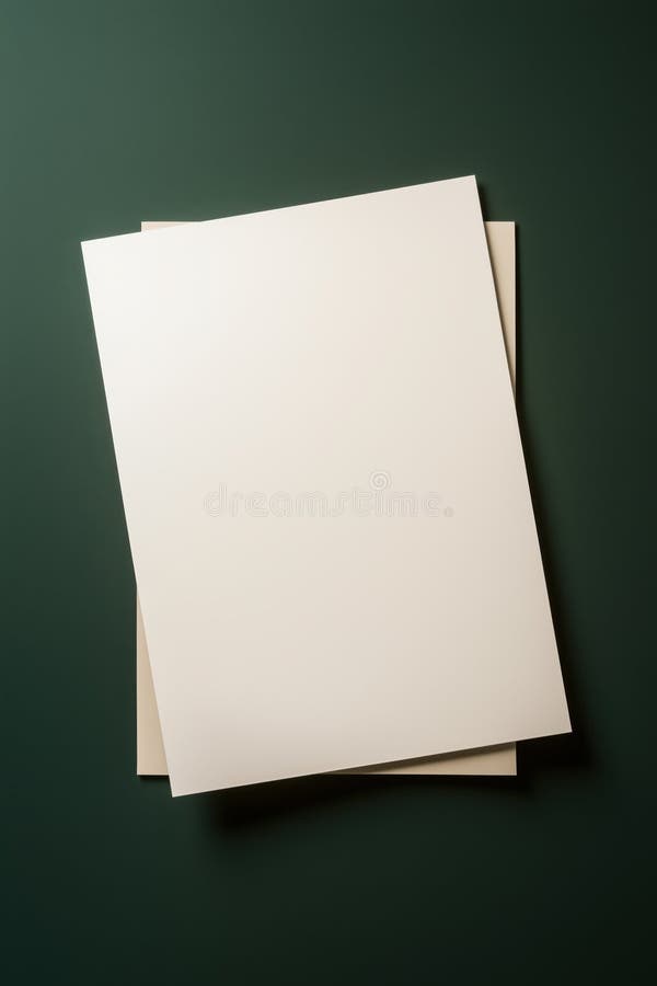 Stack of Blank White Cards Against a Vibrant Green Background, Perfect ...