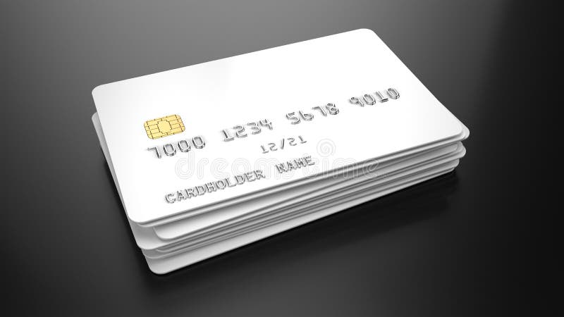 Stack of Blank White Credit Cards Template on Black Background Stock ...