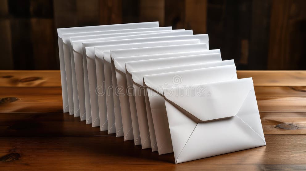 Stack Blank White Envelope Wood Stock Illustration - Illustration of ...
