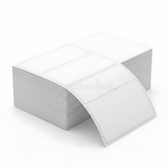 Stack of Blank White Label Sheets with Rounded Corners for Printing ...