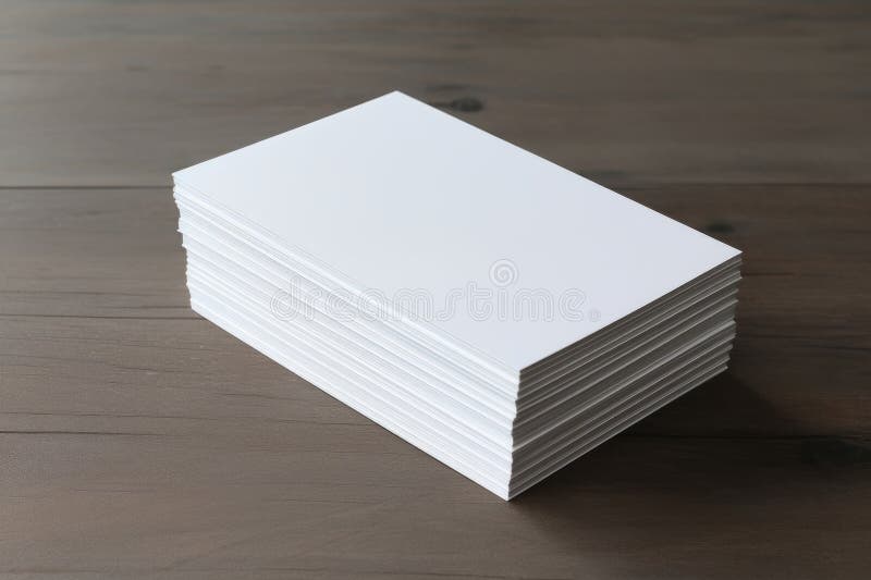 Stack of Blank White Paper on Desk Stock Illustration - Illustration of ...