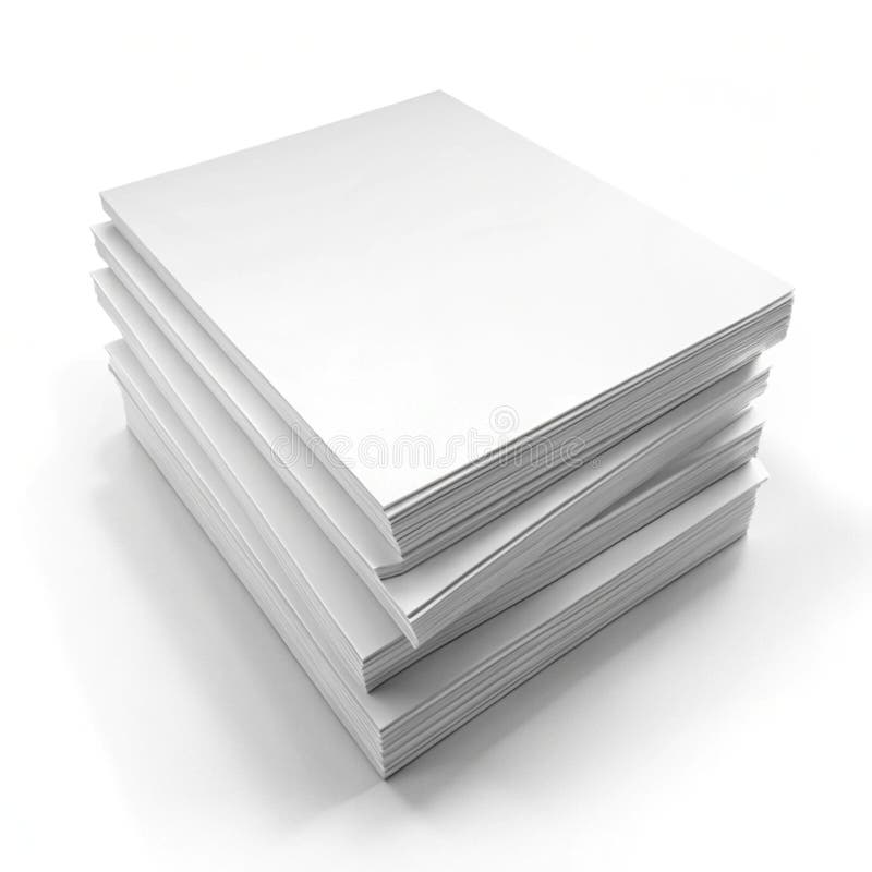 Stack of Blank White Paper Sheets Isolated on White Stock Illustration ...
