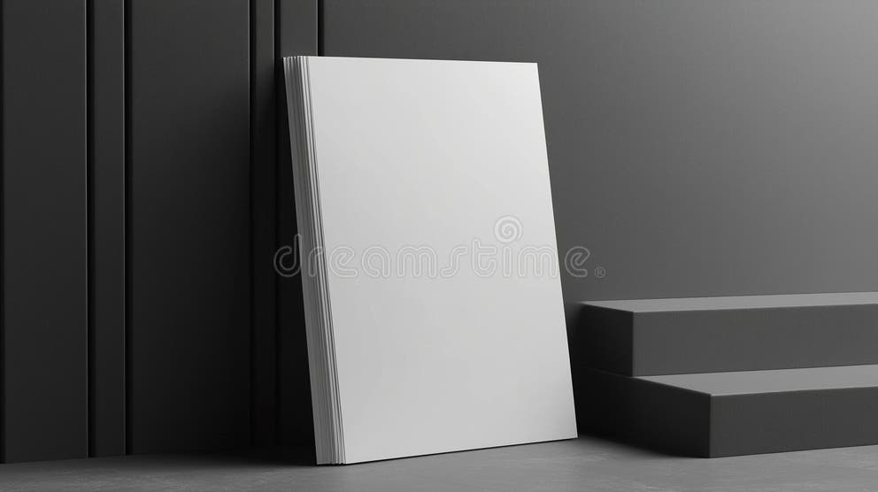 Stack of Blank White Posters Leaning Against a Black Wall Abstract ...