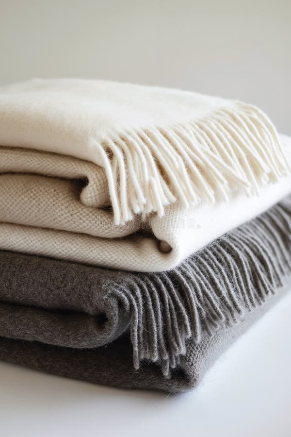 A Stack of Blankets Sitting on Top of Each Other Stock Image - Image of ...