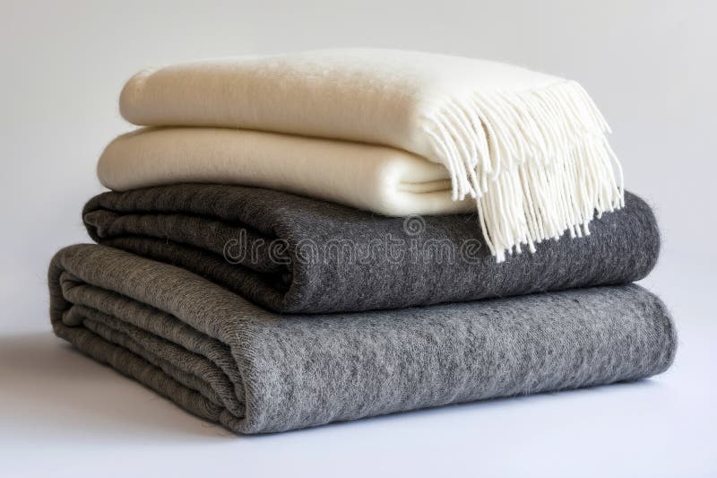 A Stack of Blankets Sitting on Top of Each Other Stock Image - Image of ...