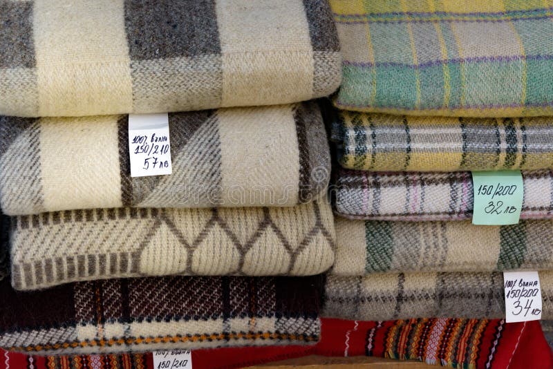 Stacked wool blankets stock photo. Image of textile, woolly - 5787824