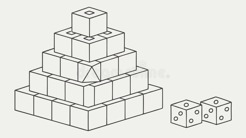 Stack of Blocks and Dice, Building and Strategy Games, Vector Design ...