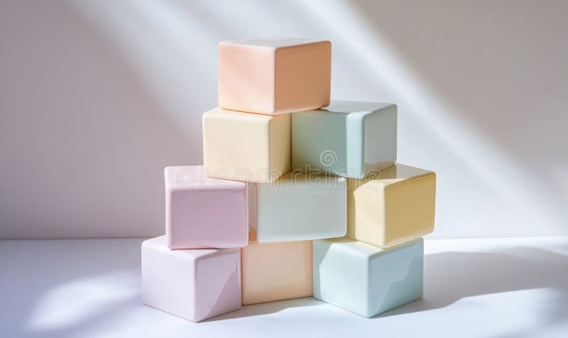 A Stack of Blocks in Different Colors Stock Photo - Image of cube ...