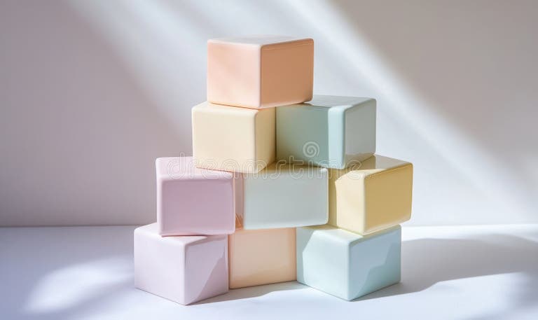 A Stack of Blocks in Different Colors Stock Photo - Image of cube ...