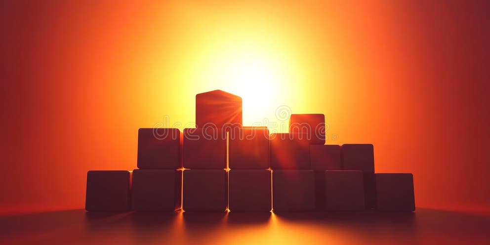 A Stack of Blocks with a Sun Shining on Them Stock Illustration ...