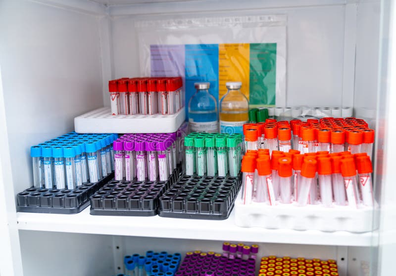 Stack of Blood Test Tubes. Laboratory Containers for Blood Stock Photo ...