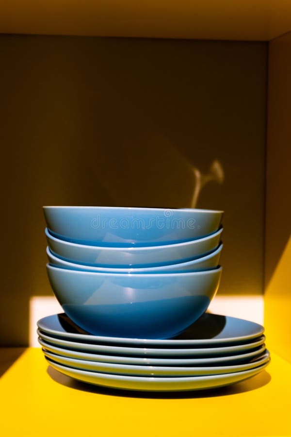 Stack of blue bowls stock photo. Image of bowl, green - 118507136