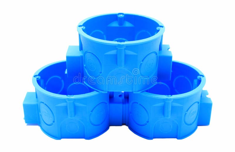 Stack of Blue and Orange Electrical Boxes. White Background Stock Photo ...